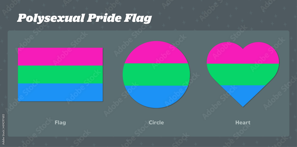 Polysexual Pride Flag Vector Graphics: Flag, Circle, Heart Shapes Stock ...