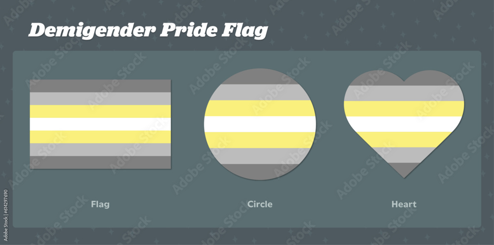 Demigender Pride Flag Vector Graphics Flag Circle Heart Shapes Stock