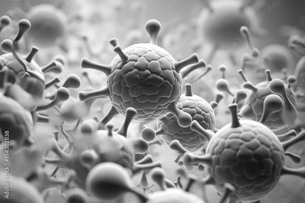 Malignant cancer cells under a microscope. AI generated, human enhanced ...