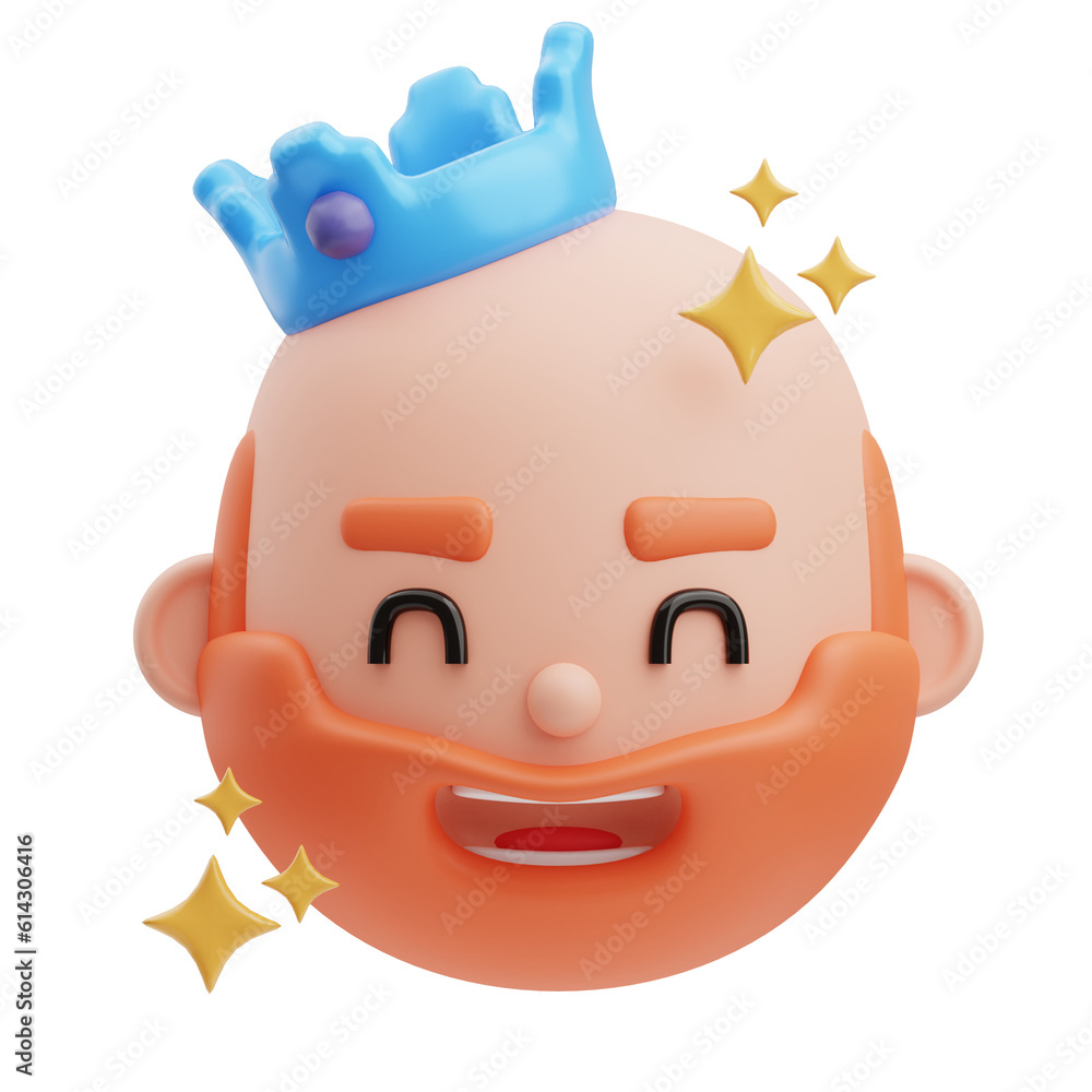 3d rendering cute illustration avatar bald father bearded cool smiling ...