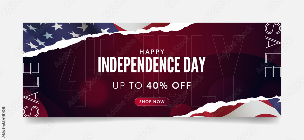 happy independence day sale web, ad, social media banner template with ...