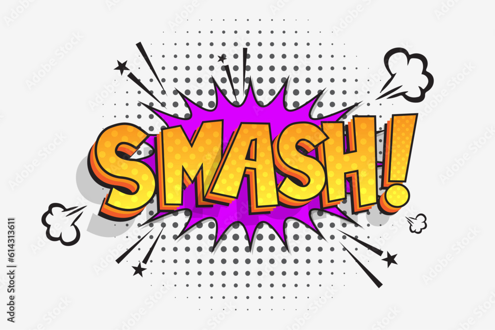 comic explosion pop art explosion Smash! comic Text effect halftone ...