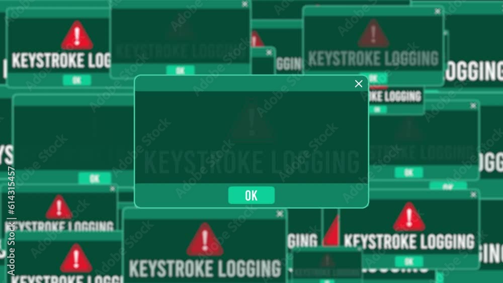Keystroke Logging Alert Warning Error Window Pop-up Notification Box On Black Screen Stock ビデオ ...