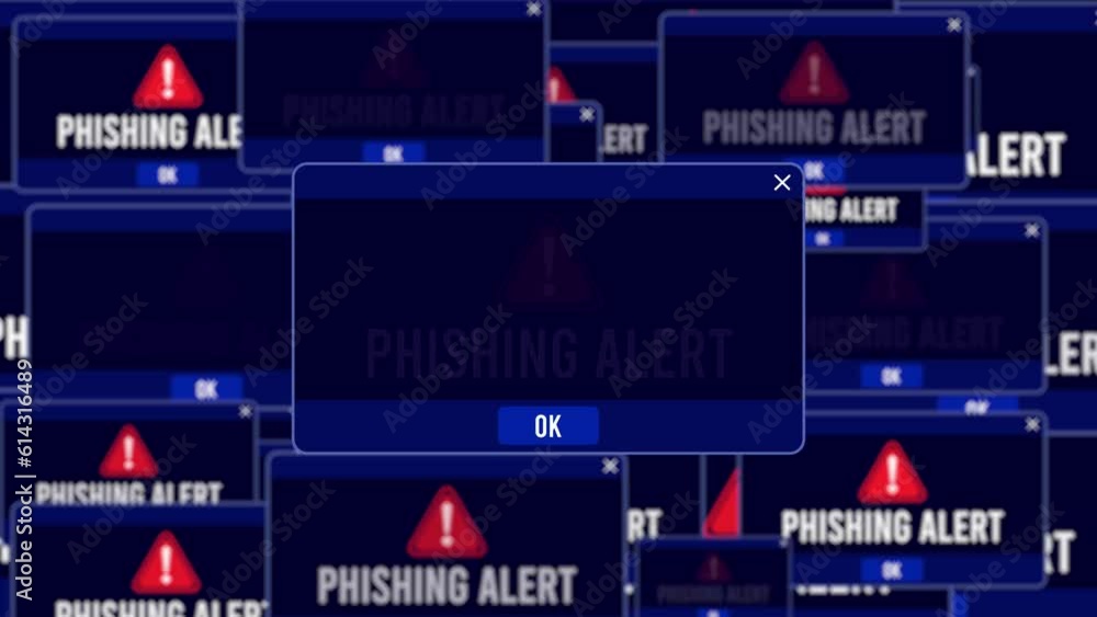 Phishing Alert Warning Error Window Pop Up Notification Box On Black Screen Stock ビデオ Adobe Stock