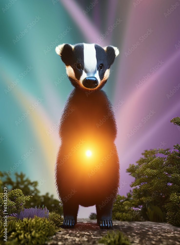 Colorful Artistic Portrait of a Cute Anthropomorphic Skunk standing ...
