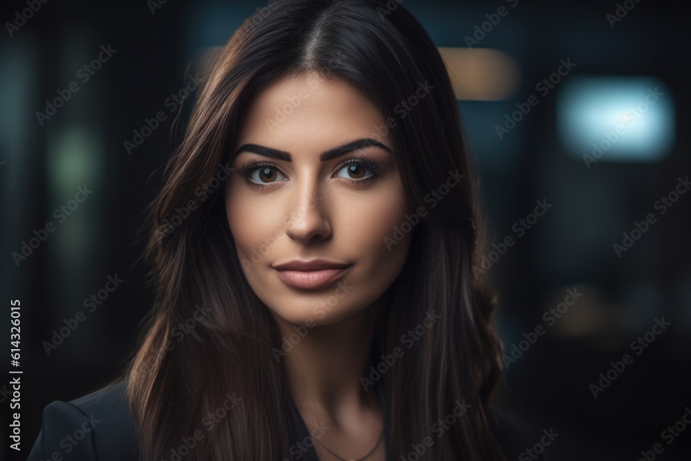 35 years old beautiful woman with green eyes, large smile, earrings and ...