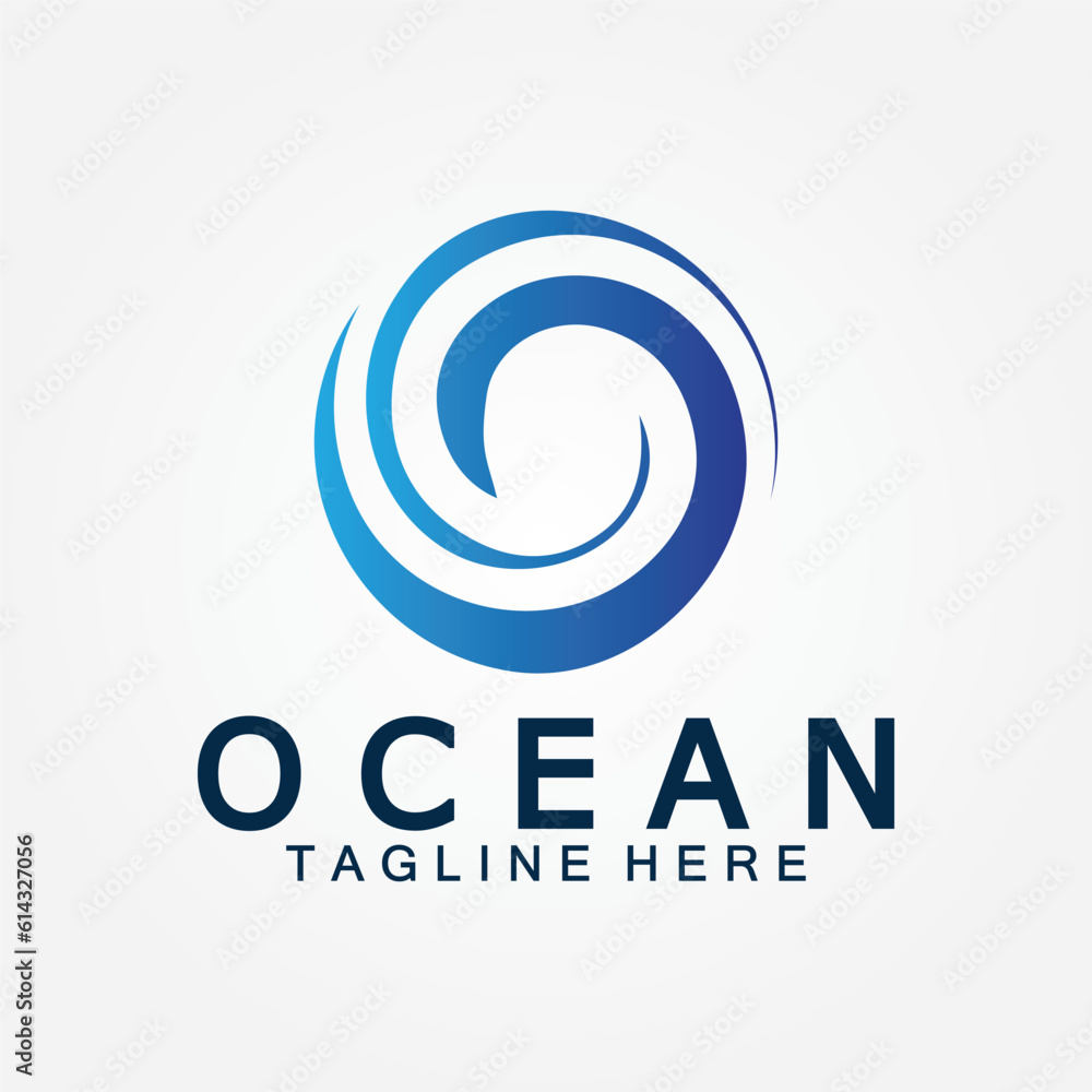 wavy blue ocean water letter O ocean wave logo design vector Stock ...