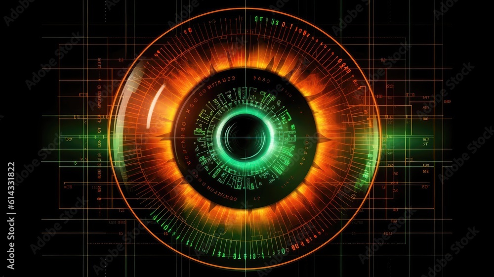 Biometric Authentication Eye Scanning Trading Chart Background Green ...