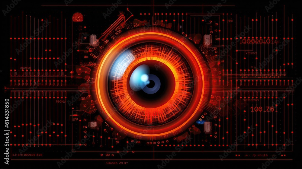 Biometric Authentication Eye Scanning Online Trading Chart Background ...