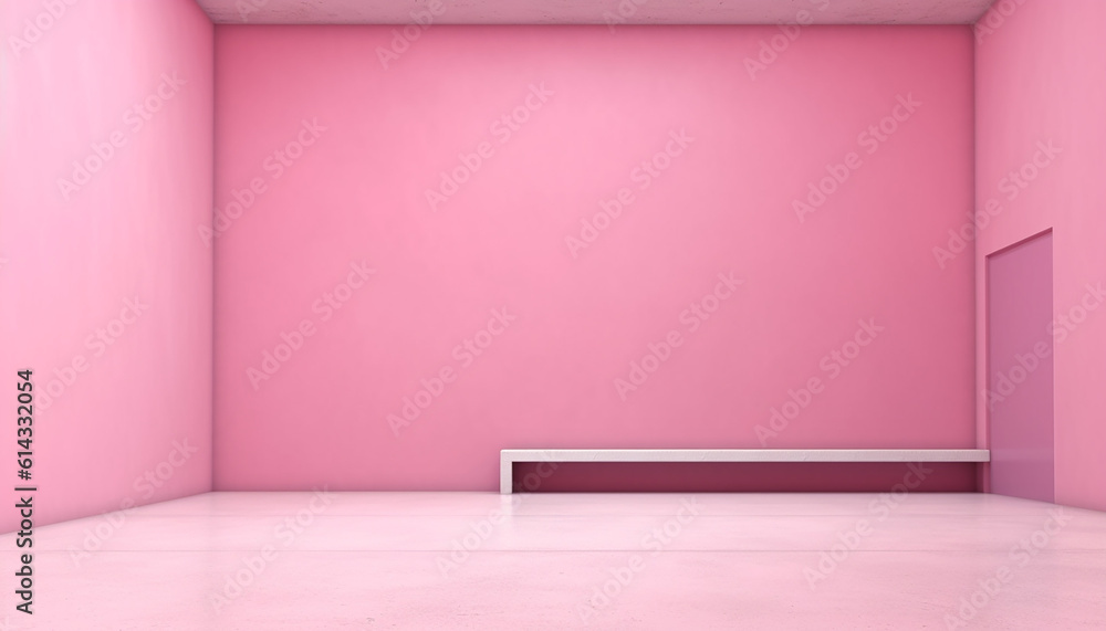 Empty pink room with wall, 3d illustration, mockup, ai generative ...