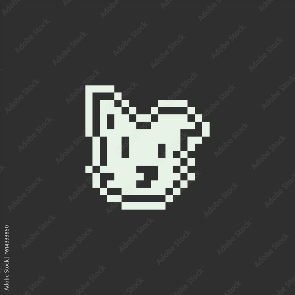 this is Cat face icon use 1 bit style in pixel art with white color and ...