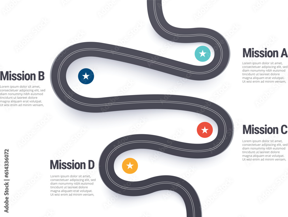 Roadmap infographic 4 mission points. Stock Vector | Adobe Stock
