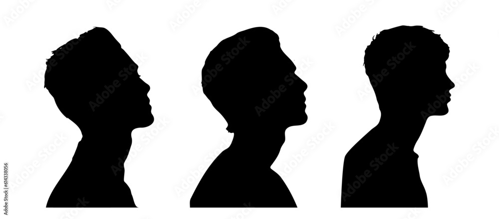 Vector portrait man silhouette set isolated vector Stock Vector | Adobe ...