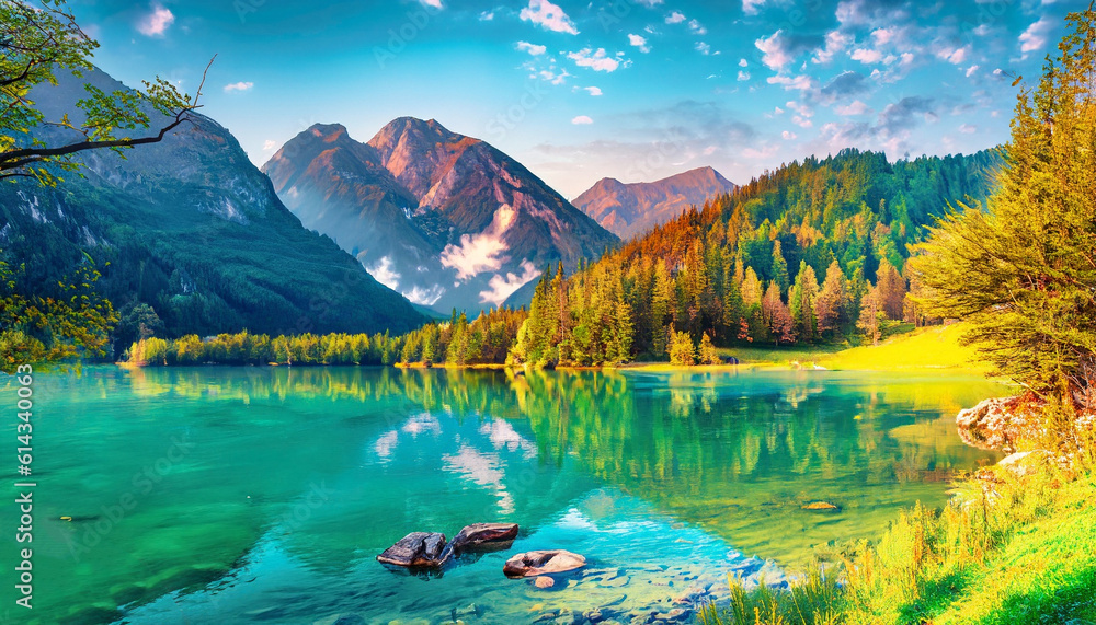 Photo & Art Print Landscape Impasto Tempera painting of lake district ...