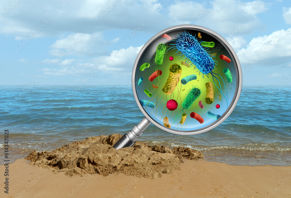 Beach water testing and Disease prevention and no swimming concept with ...