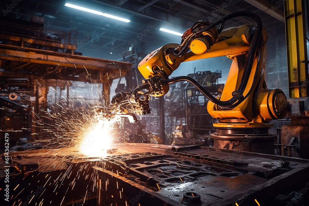 Industrial Smart industry robot arms digital factory production ...