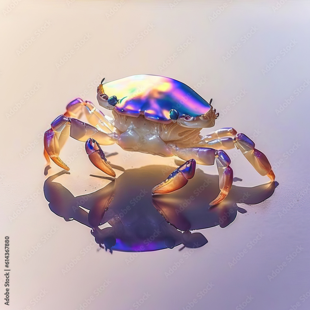 Surreal shiny glowing crab model,3D render ,Surreal shiny glowing crab ...