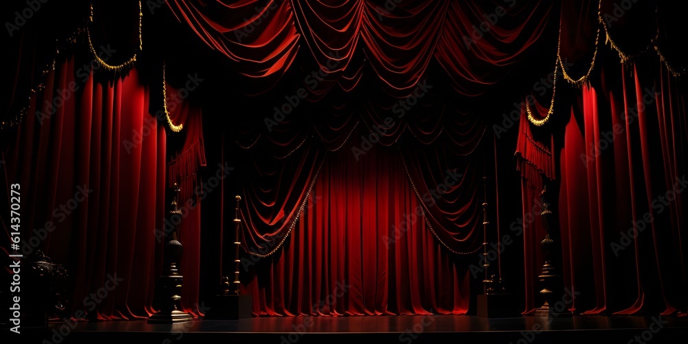 red stage curtains with spotlight. Enthralling Theatre Performance: Red ...