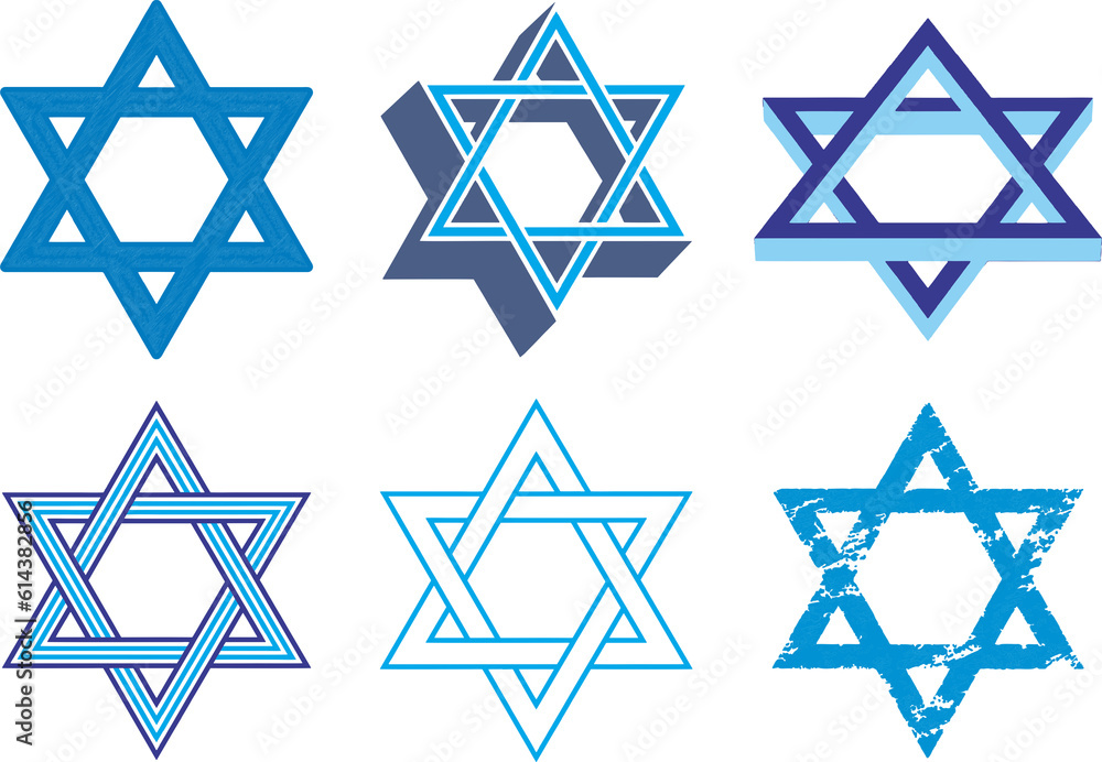 Star of David set, Seal of Solomon, the Jewish Hexagram. Traditional ...