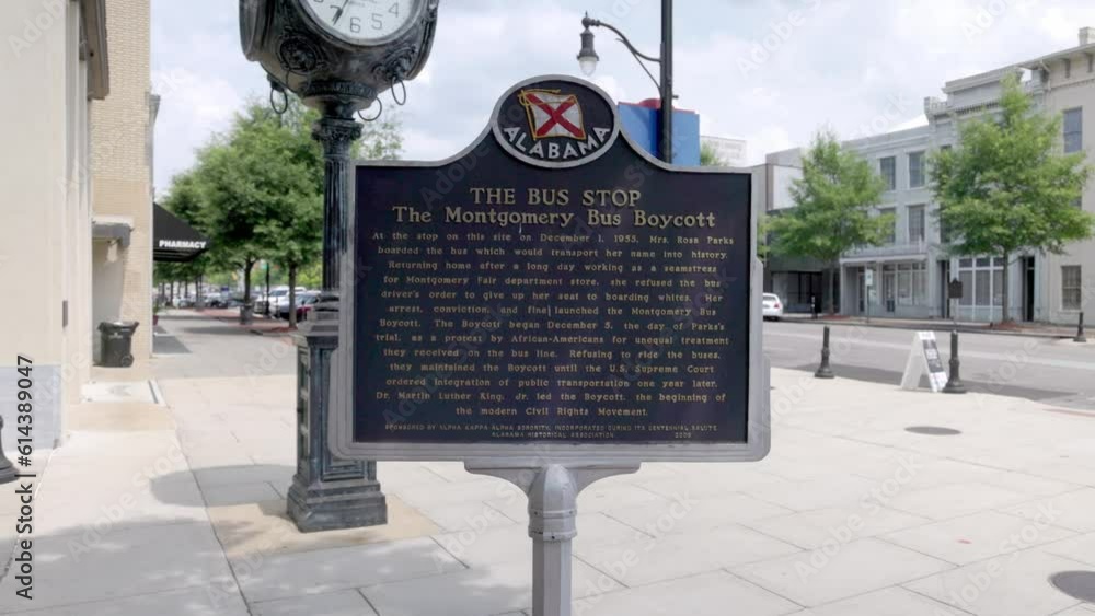 Rosa Parks Bus Stop location historical marker in downtown Montgomery ...