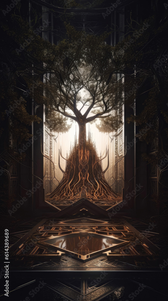 Universal tree of life as balance of nature concept (Generative AI ...