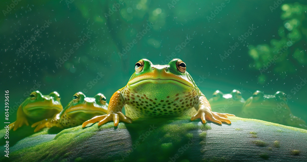 The green tree frogs lined up to rest and relax. Cute tree frogs ...