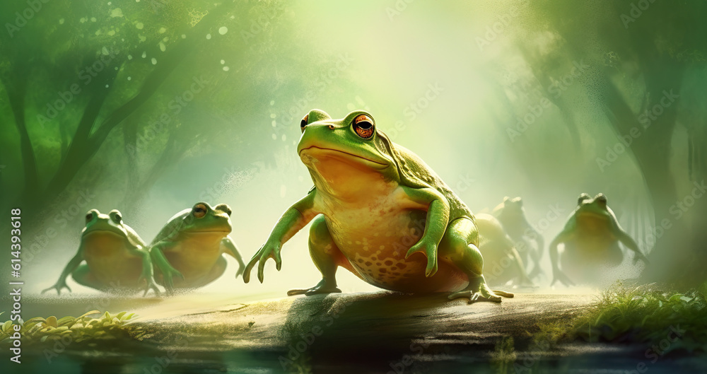 The green tree frogs lined up to rest and relax. Cute tree frogs ...