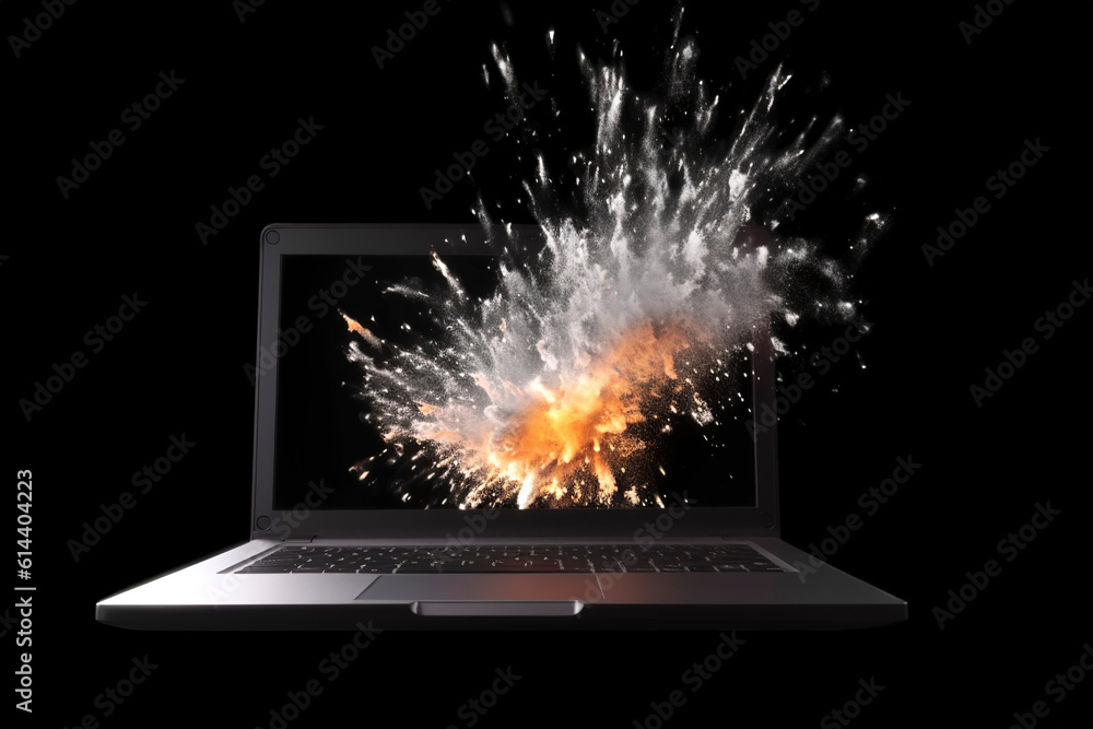 Generative AI illustration of next generation laptop exploding the ...