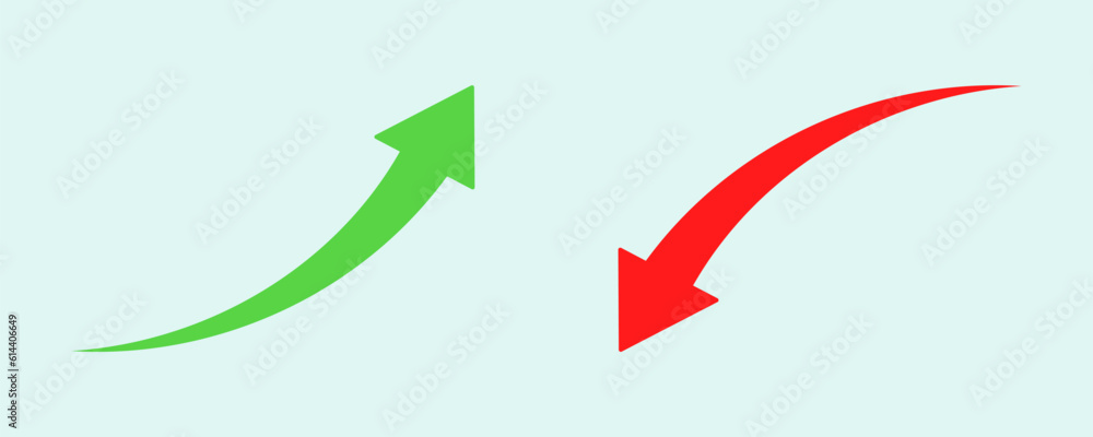 Financial arrows up and down. Green and red arrow. Increase and decrease. Vector 10 EPS. Stock ...