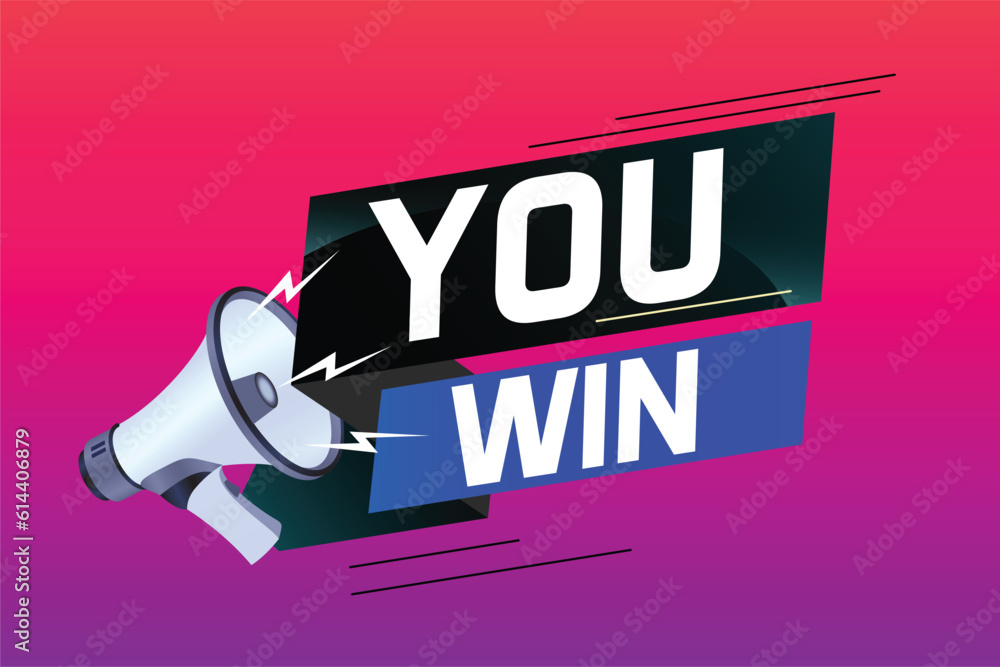 You win word concept vector illustration with megaphone and 3d style ...