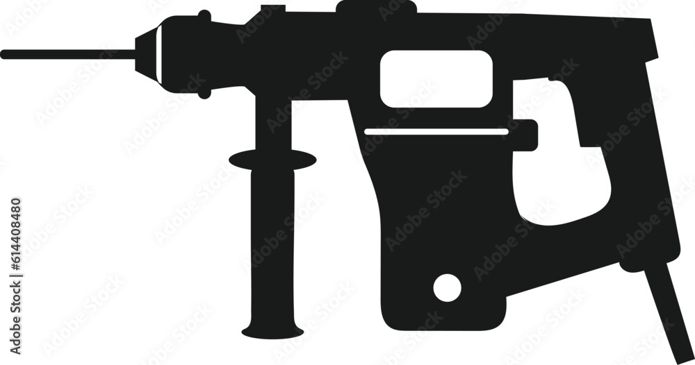 Black silhouette of impact drill gun vector. impact drill gun ...
