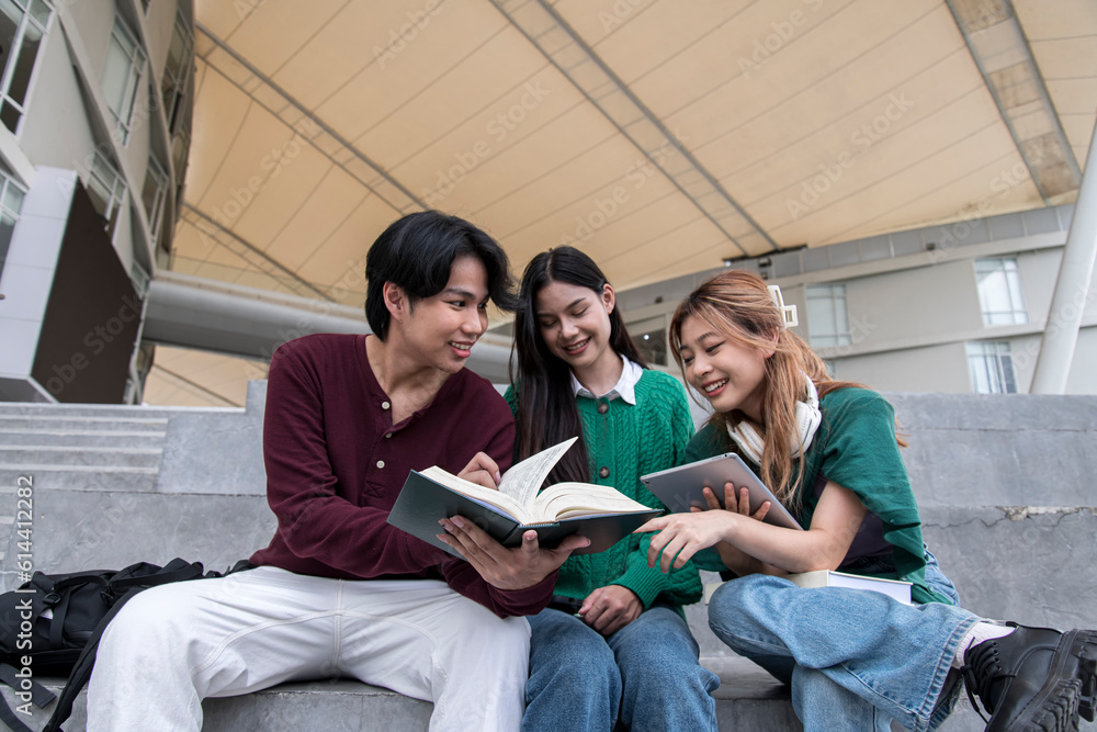 group of students. group of students studying. Students Engaged in ...