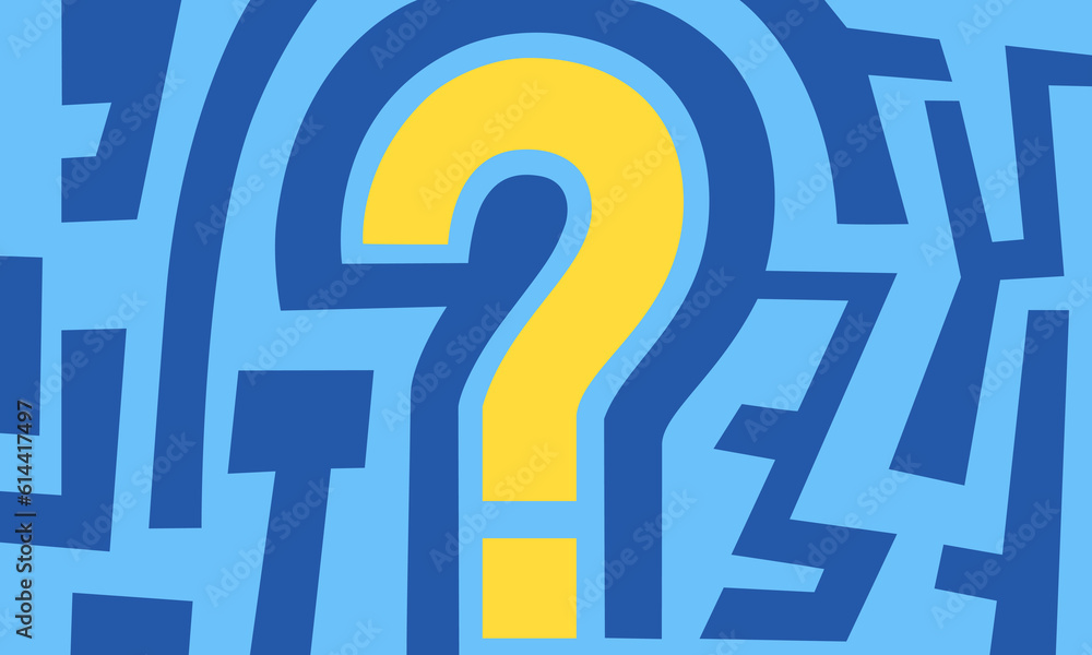 Question, question mark in the maze. A conceptual illustration of a ...
