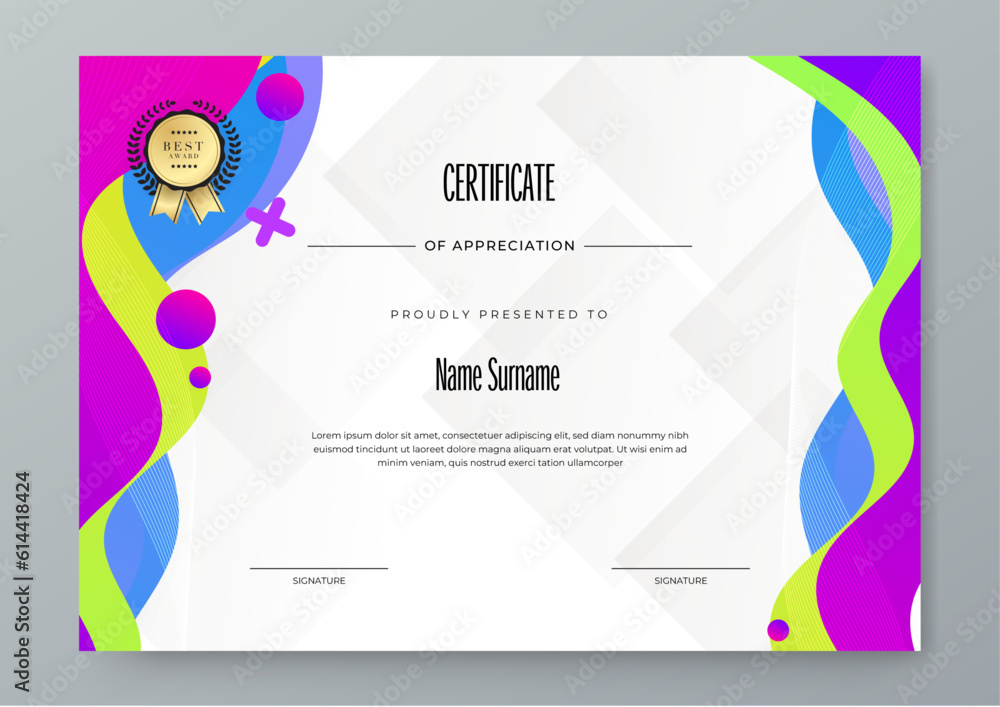 Vector colorful colourful certificate of achievement template for award ...