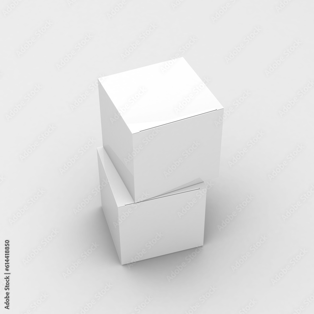 White paper square boxes, packaging template for product design mockup ...