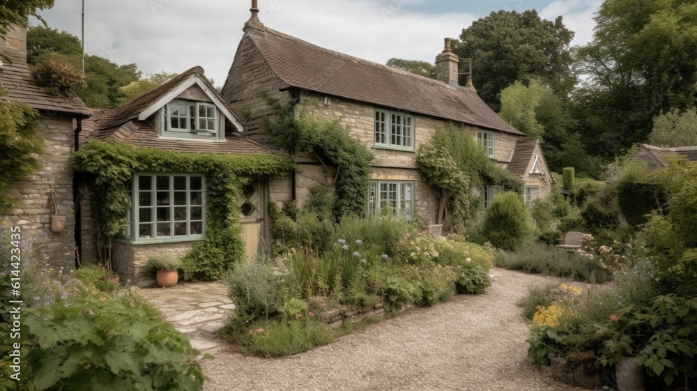 Home architecture design in Cottage Style with Sloped roof constructed ...