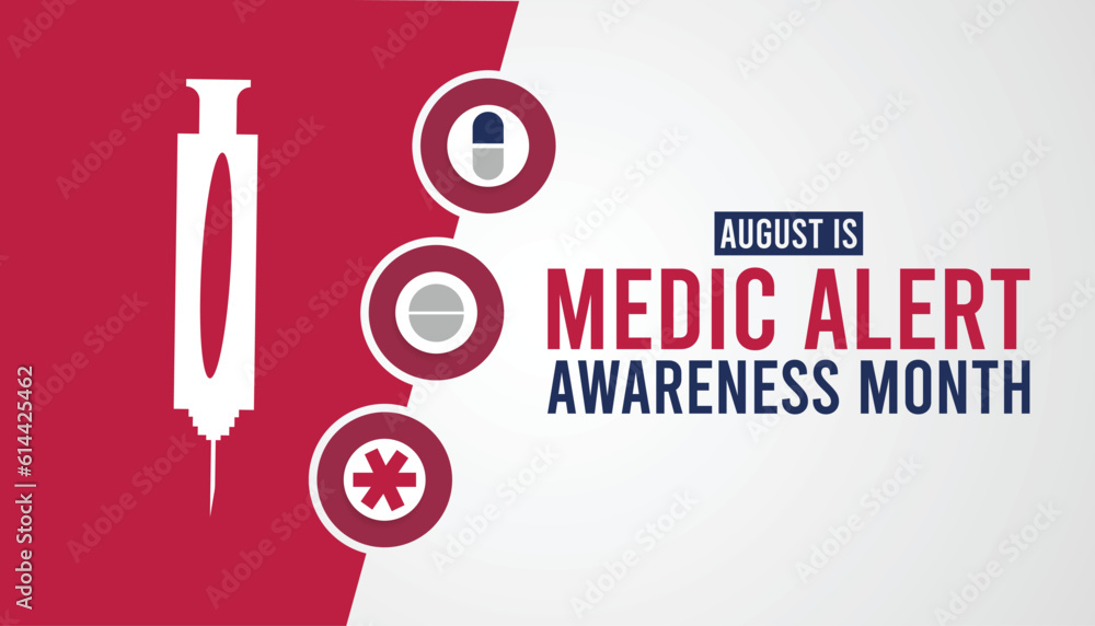 August is Medic Alert awareness month..banner, Holiday, poster, card ...