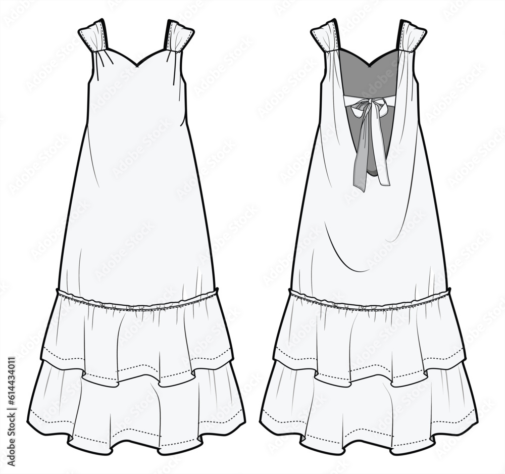 Sleeveless Sweetheart Neckline Frill Hem Maxi Dress Draped Back with ...