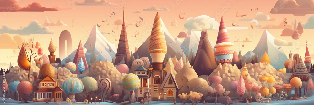Ice cream, Ice cream land, Fairy tale landscape made in ice cream ...