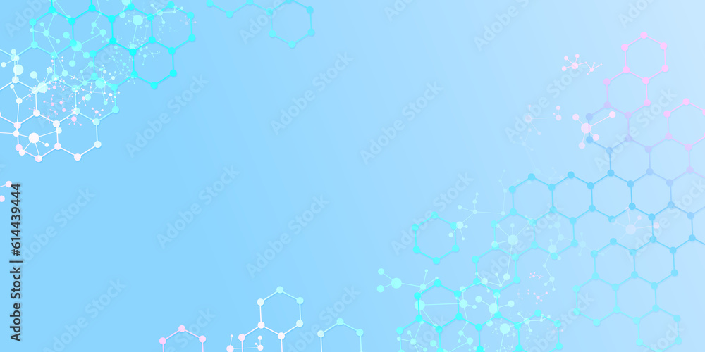 Abstract hexagonal background for designs on biochemistry and molecular ...