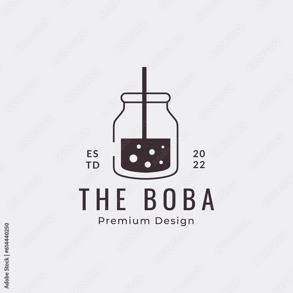 boba drink trendy business modern drink bubble tea cafe menu logo ...
