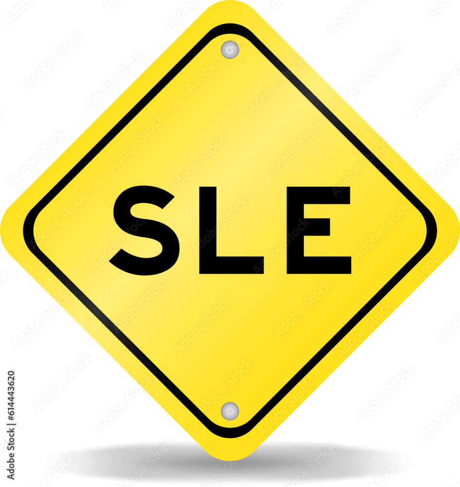 Yellow color transportation sign with word SLE (Abbreviation of ...