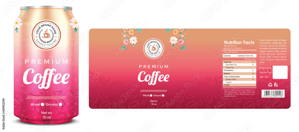 Coffee can label design, coffee can packaging design, label template ...