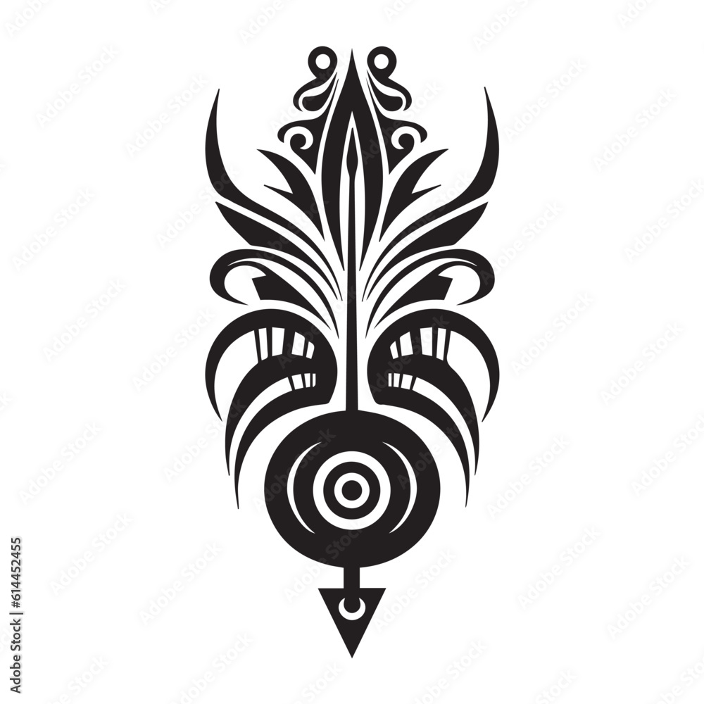 Symmetrical Tribal Tattoo Design in Black and White Featuring Intricate ...