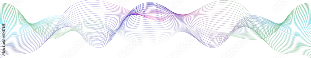 3d wavy neon lines swoosh on dark background. Luxury beauty thin curves, swirl as stream flow ...