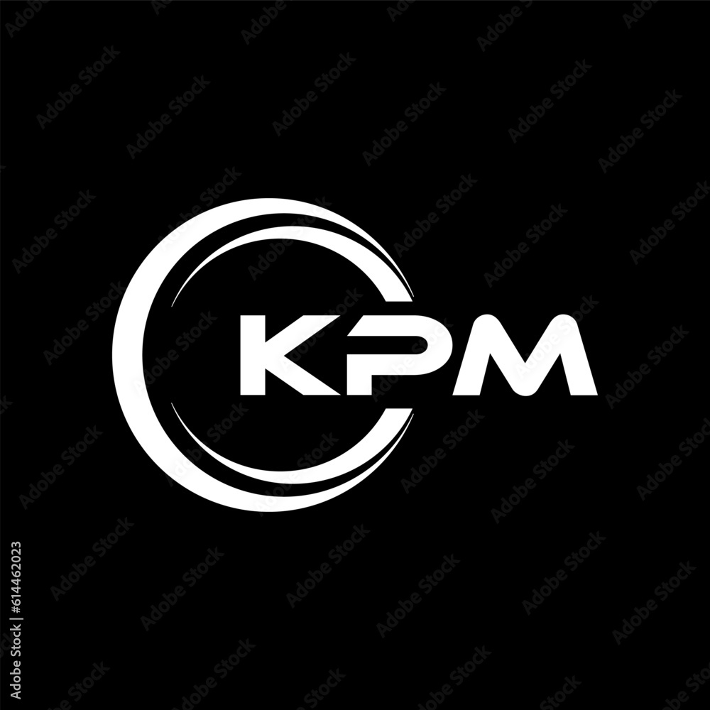 KPM letter logo design with black background in illustrator, cube logo ...