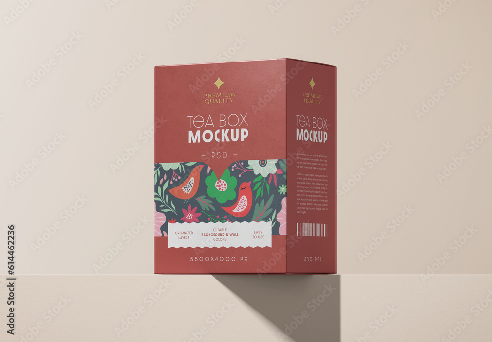 Tea Box Packaging Mockup Stock Template | Adobe Stock
