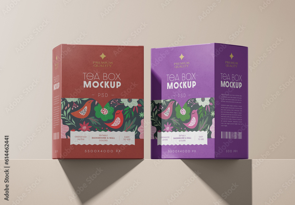 Tea Box Packaging Mockup Stock Template | Adobe Stock