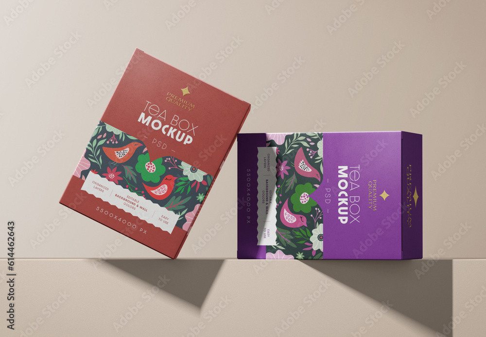 Tea Box Packaging Mockup Stock Template | Adobe Stock