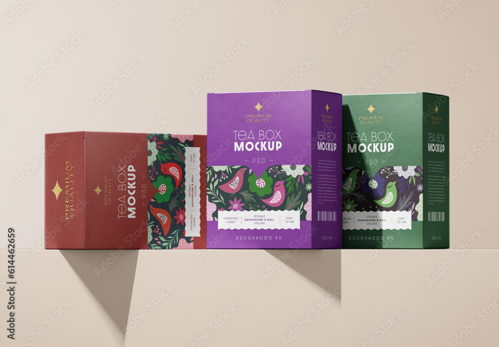 Tea Box Packaging Mockup Stock Template | Adobe Stock